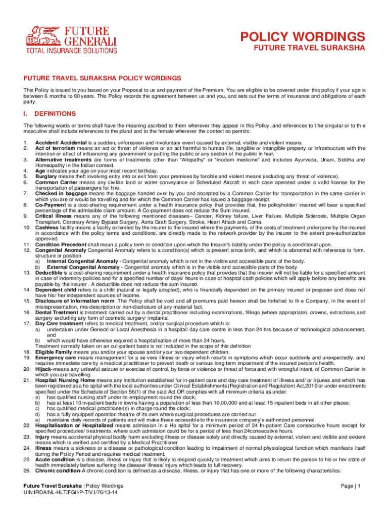 Fillable Online general futuregenerali SCG-070Bharat Yatra Suraksha - Proposal Form21-11-23 Fax ...