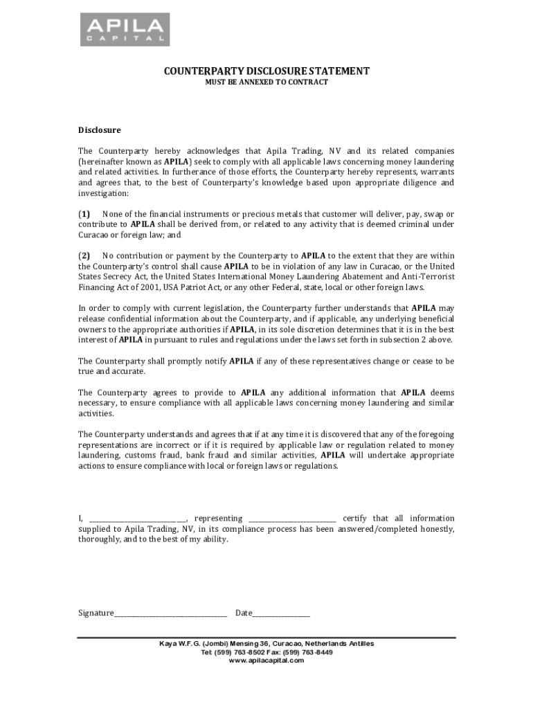Fillable Online APILA - COUNTERPARTY DISCLOSURE STATEMENT.docx Fax ...