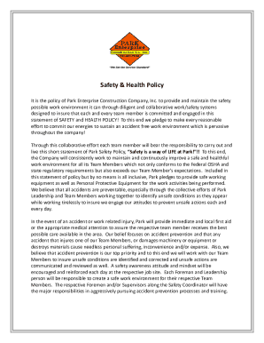 Park Enterprise Construction Company Safety & Health Policy 2022 ...