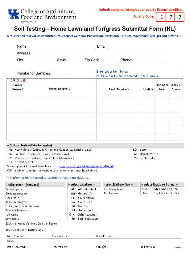 Fillable Online muhlenberg ca uky Home Lawn Soil Test Submittal Form ...