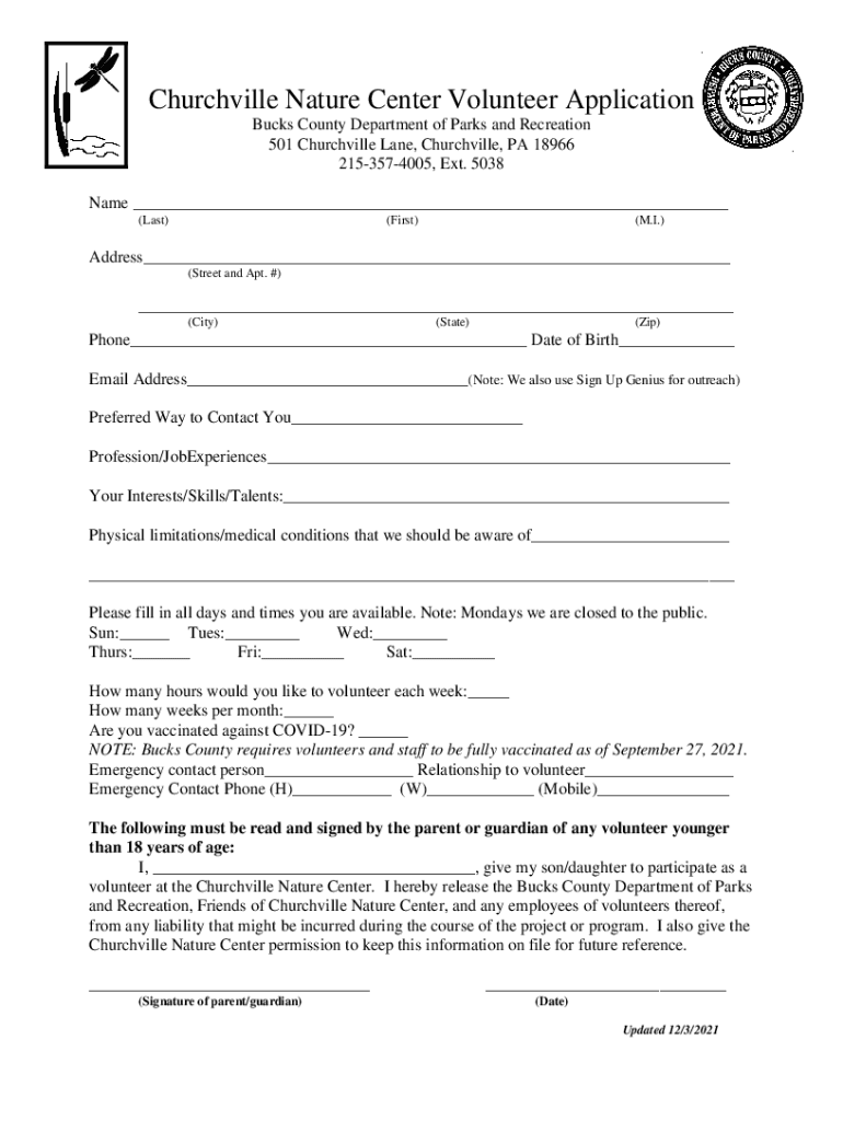 Fillable Online Churchville Nature Center Eagle Scout Project ...