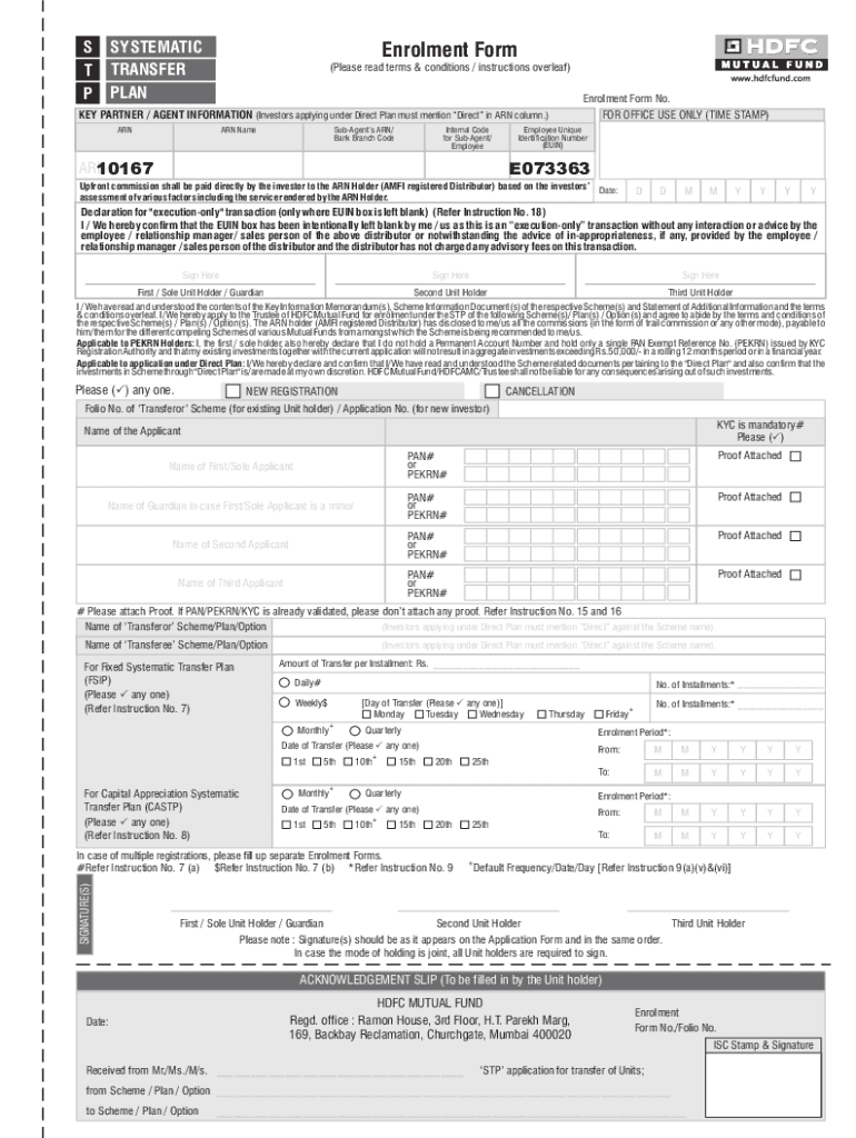 Fillable Online Systematic Transfer Plan/Systematic Withdrawal Plan ( ... Fax Email Print ...