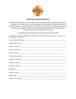 Fillable Online 2018 Application Guidelines for Valor Awards Fax Email Print - pdfFiller