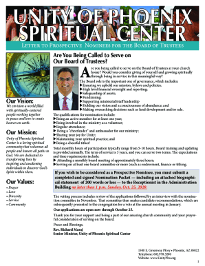 Fillable Online Are You Being Called to Serve on Our Board of Trustees? Fax Email Print - pdfFiller