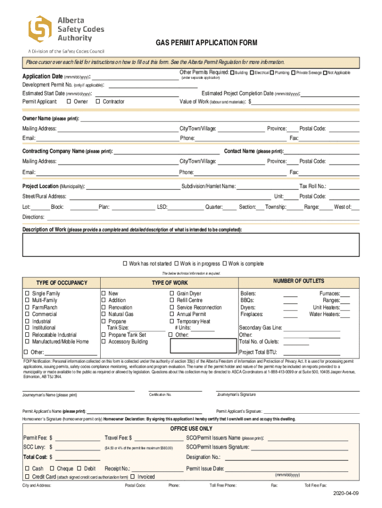 Fillable Online gas permit application process Fax Email Print - pdfFiller