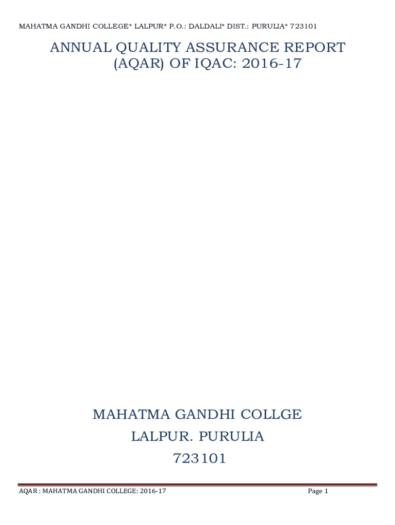 Fillable Online Internal Quality Assurance Cell - Mahatma Gandhi College Fax Email Print - pdfFiller