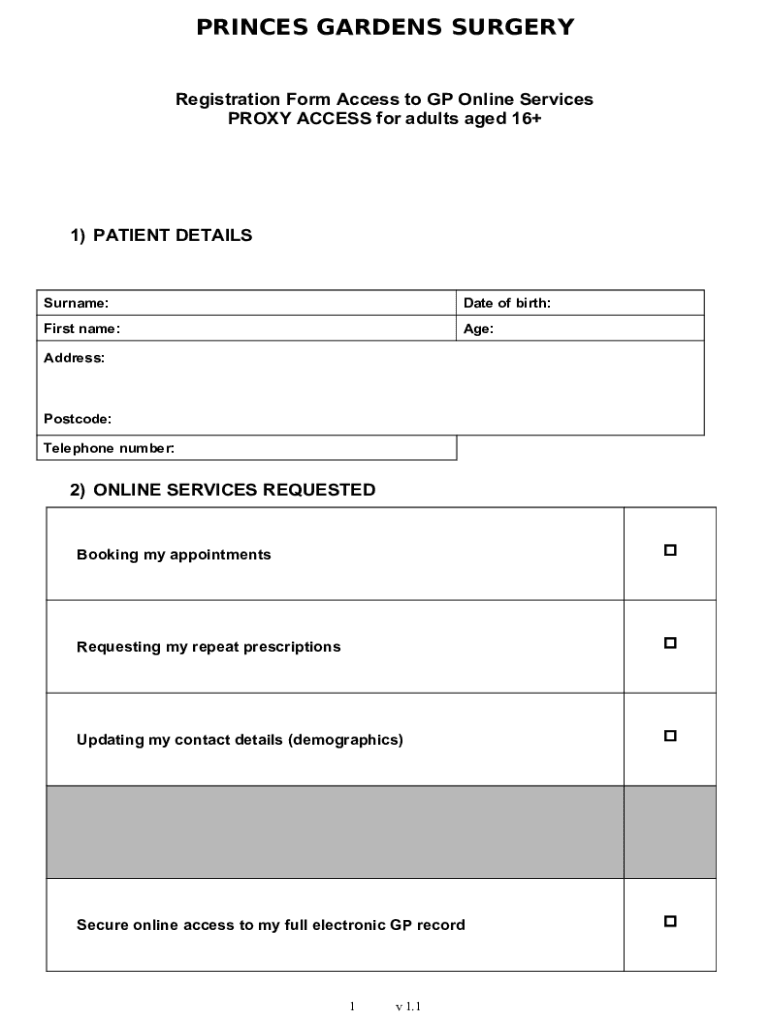 Fillable Online princesgardenssurgery co Proxy-Access-Registration-Form ...