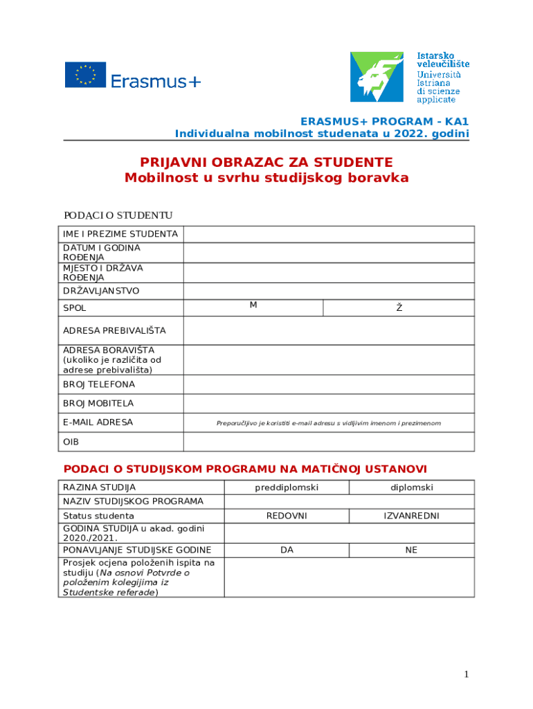 ERASMUS+ PROGRAM - KA1 Doc Template | pdfFiller