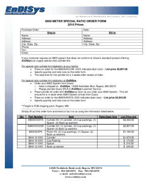 Fillable Online 8900 METER SPECIAL RATIO ORDER FORM Fax Email Print ...