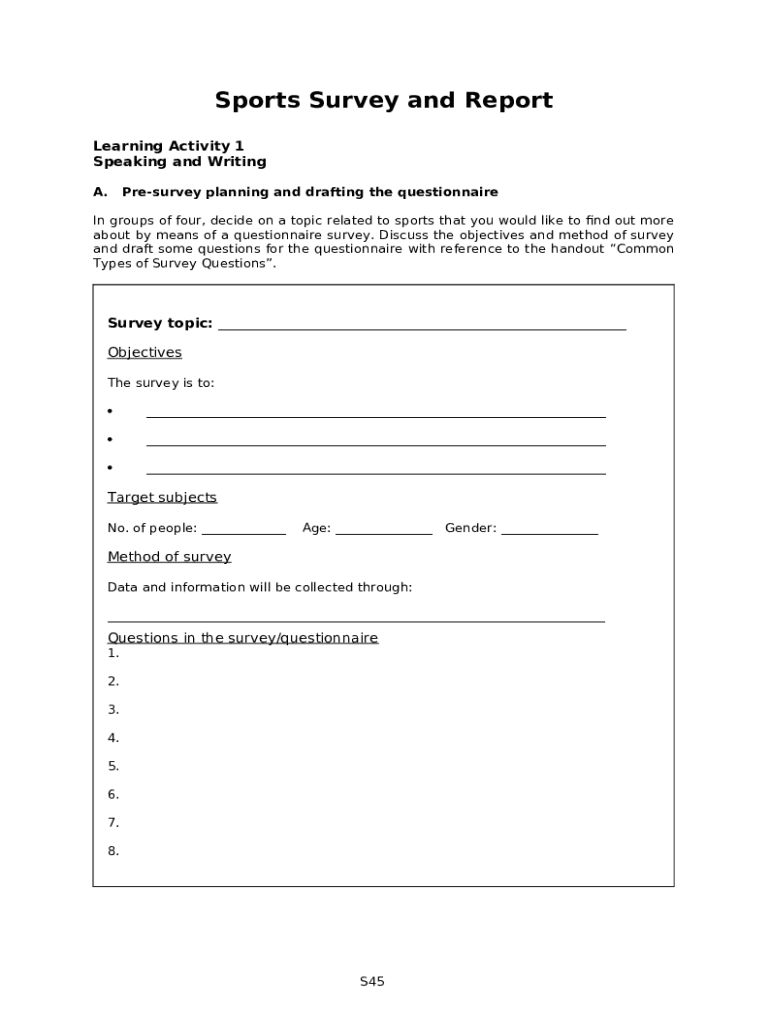 75+ Sports Survey Questions For All Purposes & Events Doc Template ...