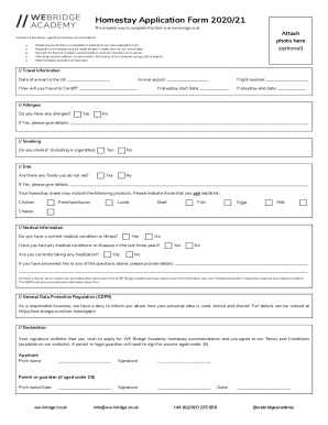 Fillable Online Homestay Application Form 2020/21 Fax Email Print ...