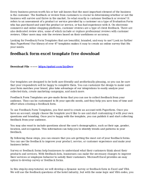 Fillable Online Feedback Form Excel Template Free Download Fax Email ...