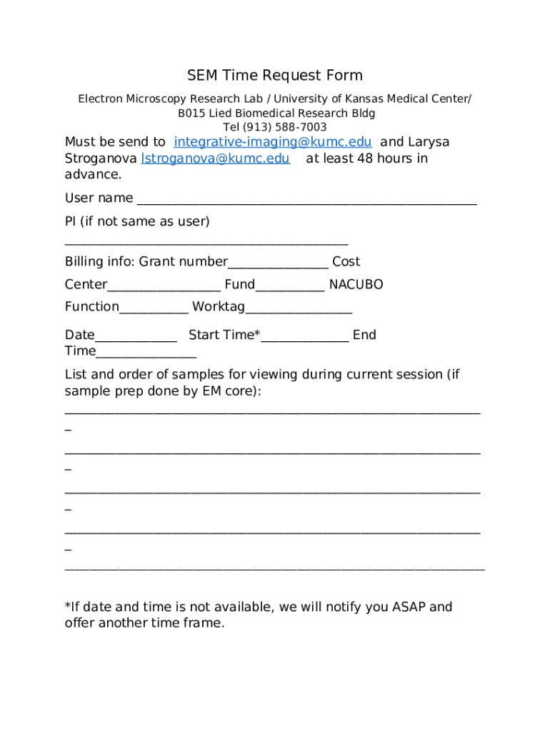 SEM Time Request Doc Template | pdfFiller