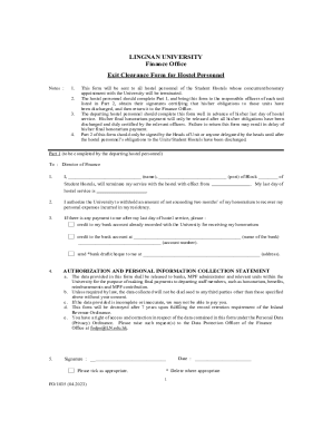 Fillable Online Exit Clearance Form for Hostel Personnel FO1035. FO ...