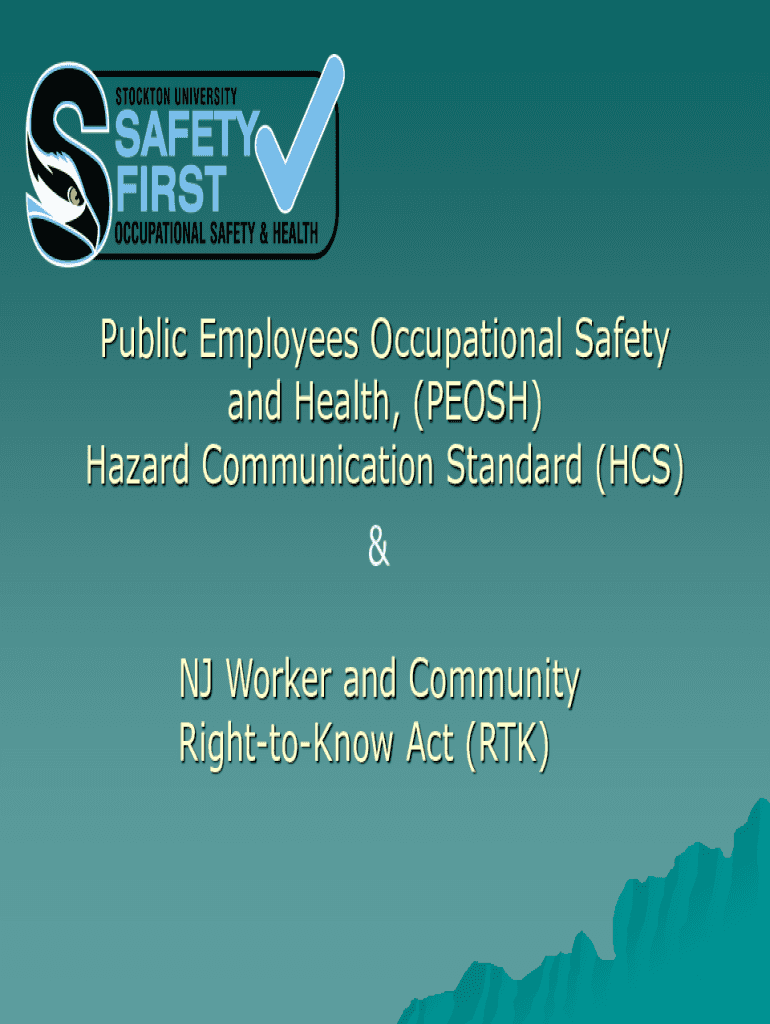 Fillable Online Workplace Health and SafetyPEOSH Hazard ... - State of ...