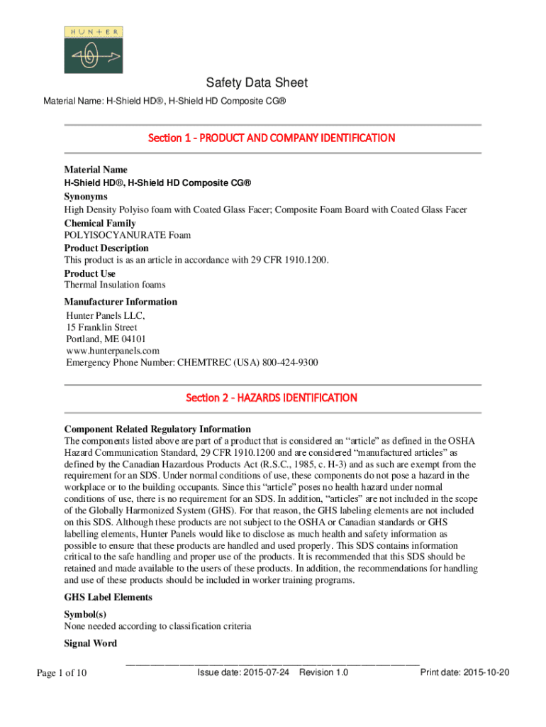 Fillable Online H-Shield-HD-MA-H-Shield-HD-Composite-CG-GHS-SDS ...