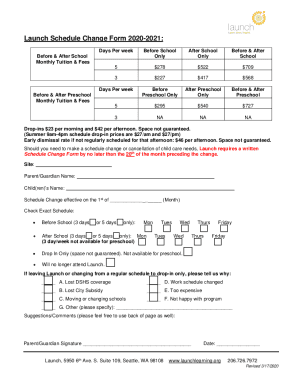 Fillable Online School Age Schedule Change Form: Fax Email Print ...