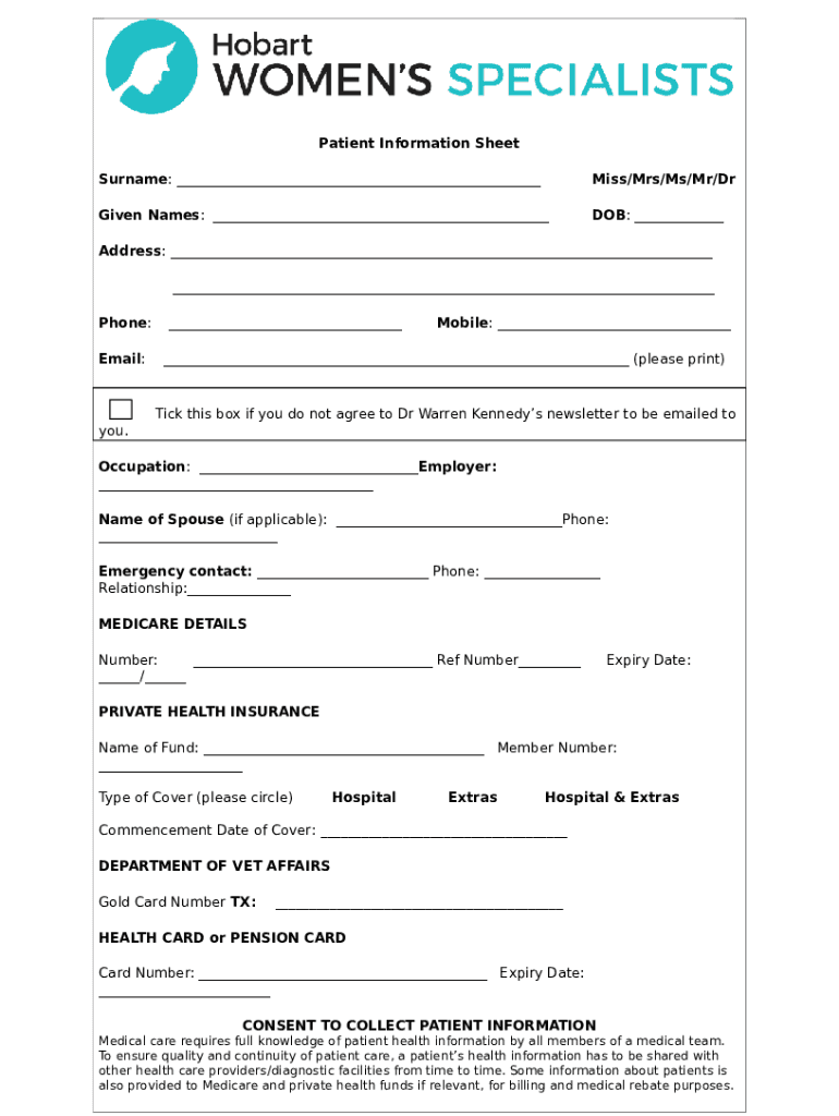 HWS New Patient s Doc Template | pdfFiller