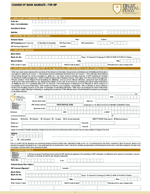 Fillable Online CHANGE OF BANK MANDATE - FOR SIP Fax Email Print ...