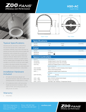 ZOO Fans Corporation H50-AC Submittal: Destratification Fan with ...