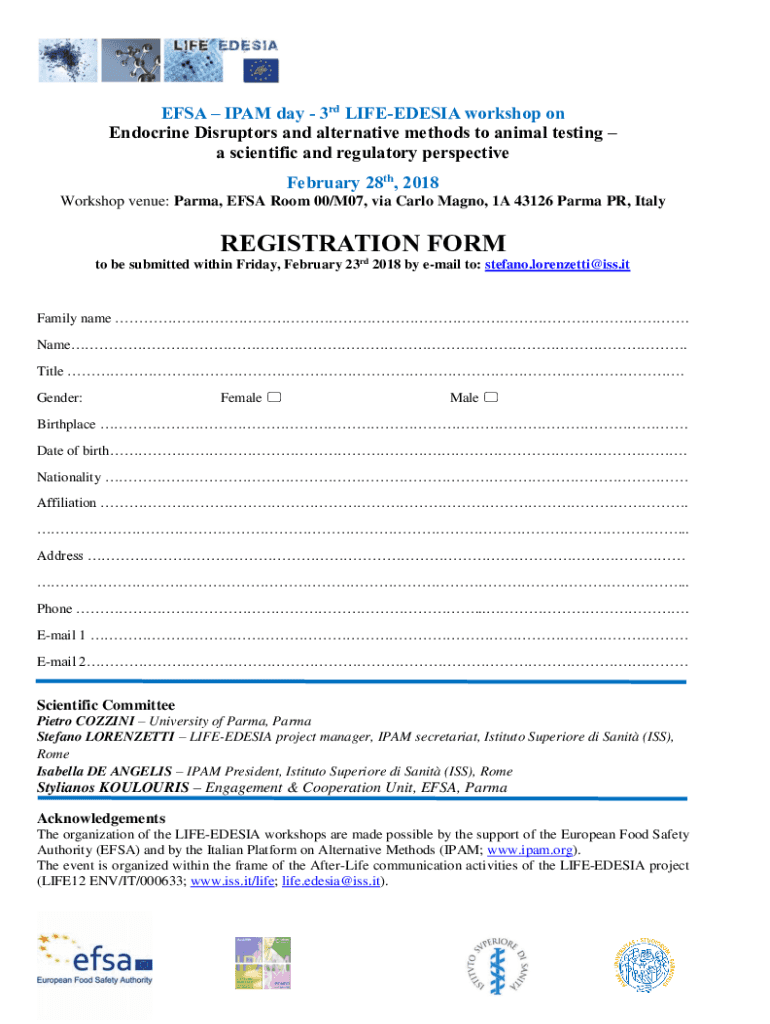 Fillable Online REGISTRATION-FORM-EFSA-IPAM-day- ... Fax Email Print - pdfFiller