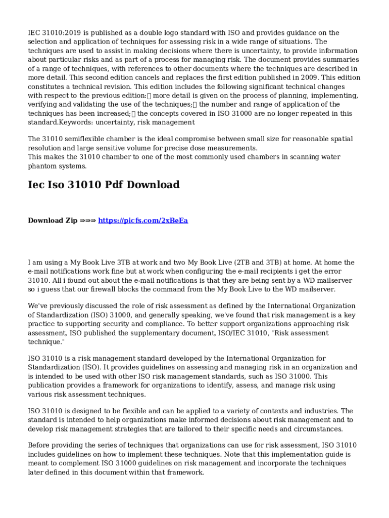 Fillable Online ISO 31010 and Implementing Risk Assessment Techniques ...