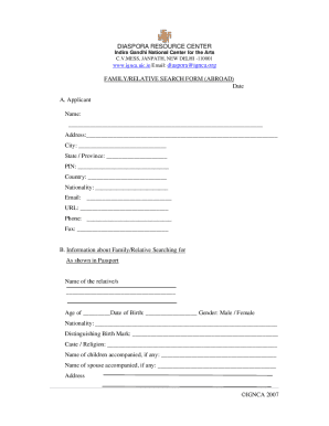 Fillable Online Family/Relative Search Form (ABROAD) Fax Email Print ...