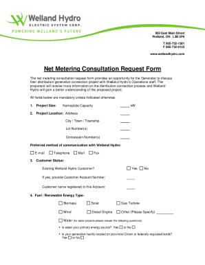 Fillable Online Net Metering Consultation Request Form Fax Email Print ...