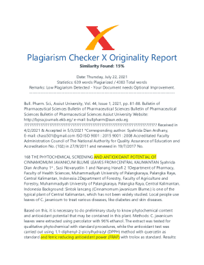 Fillable Online Plagiarism Checker X - Report - Originality Assessment ...