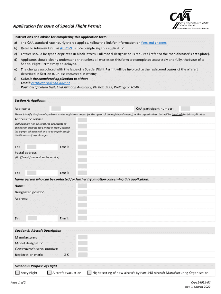 Fillable Online CAA Form 24021-07. CAA Form 24021-07 Fax Email Print - pdfFiller