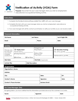 Fillable Online Verification of Activity (VOA) Form Fax Email Print ...