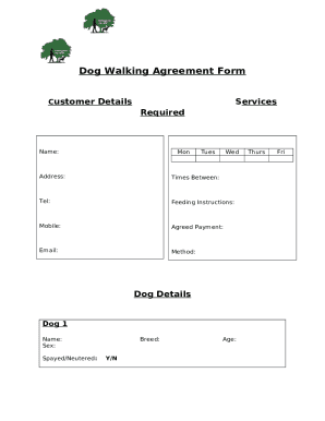 Happy Hounds Dog Walking Agreement Doc Template | pdfFiller