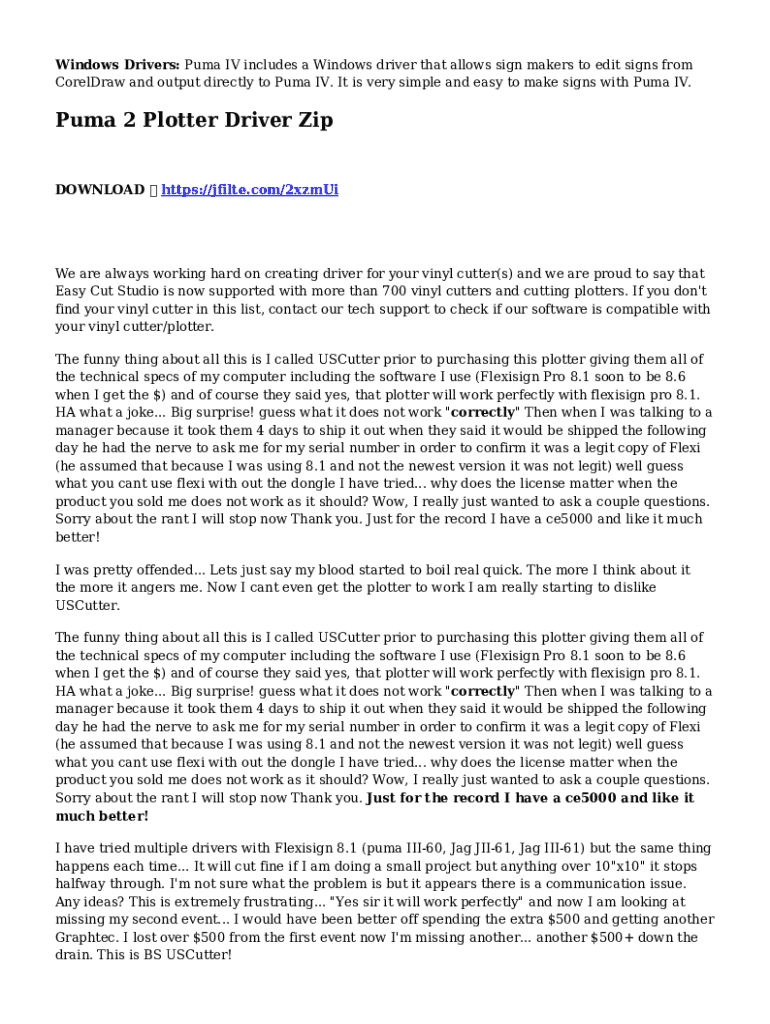 Fillable Online GCC Puma IV Vinyl Cutter Plotter 24" DEMO UNIT Fax ...