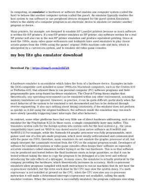 Fillable Online My Boy Lite Gba Emulator Download Fax Email Print - pdfFiller