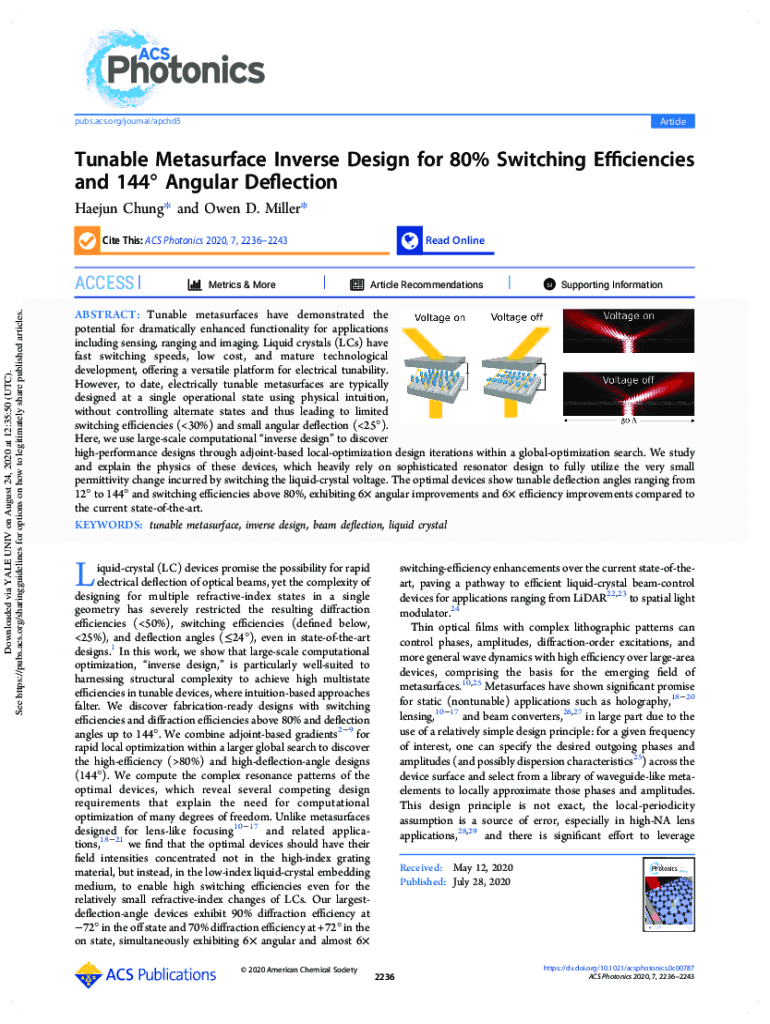 Fillable Online Tunable Metasurface Inverse Design for 80 ... - Miller ...