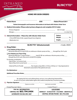 Fillable Online BLINCYTO Billing Information Sheet Fax Email Print ...