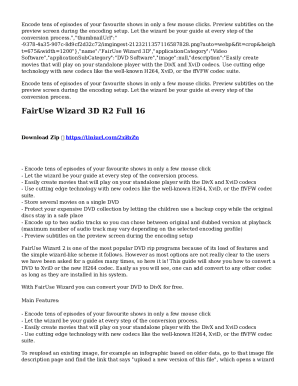 FairUse Wizard 3D R2 Full 16 - Easily Create Movies with DivX and XviD Codecs - Fill Online ...