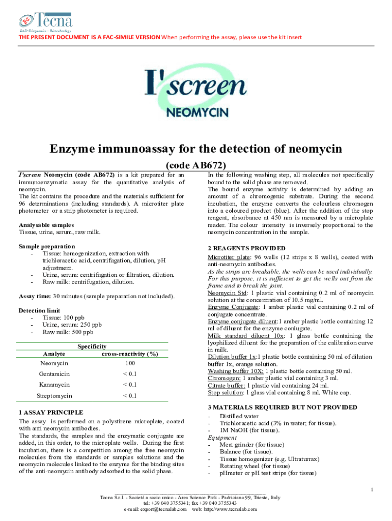 Fillable Online Application for Antibiotic Neomycin Detection in Honey Fax Email Print - pdfFiller