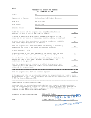 Fillable Online Control 540 TRANSMITTAL SHEET FOR NOTICE OF ... Fax ...