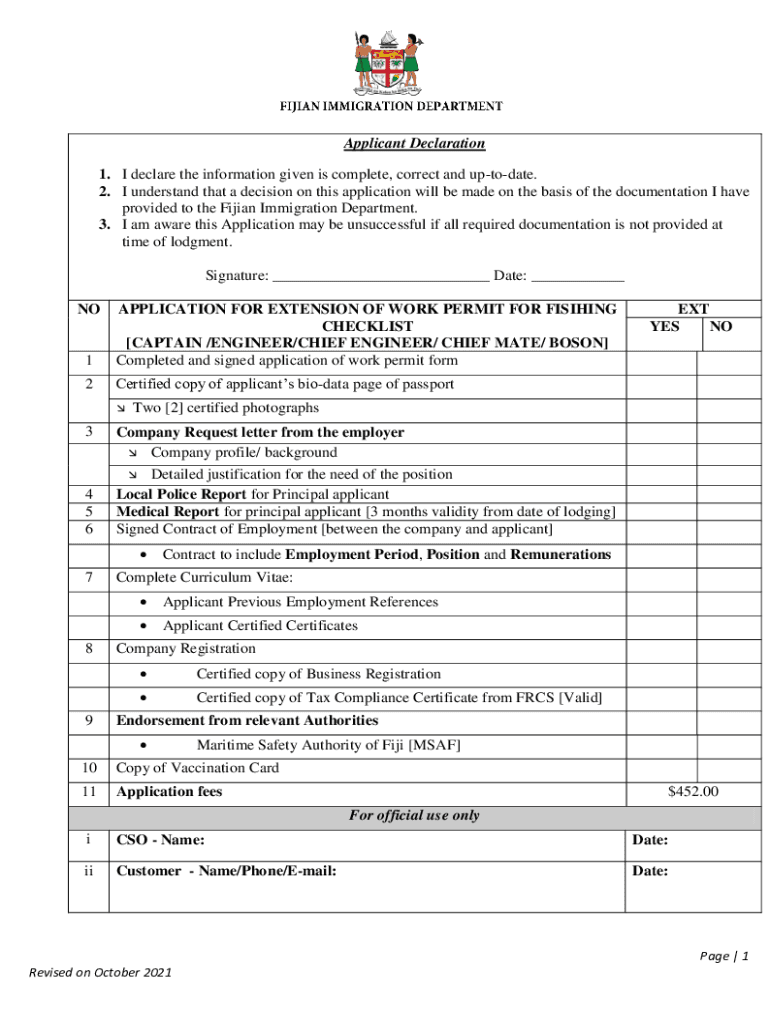 Fillable Online provided to the Fijian Immigration Department Fax Email ...