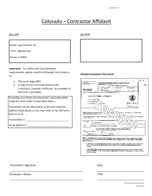 Colorado Contractor Affidavit - Exemption Forms - Quality Logo Products ...