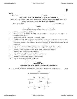 APJ Abdul Kalam Technological University B.Tech Degree Special Exam ...