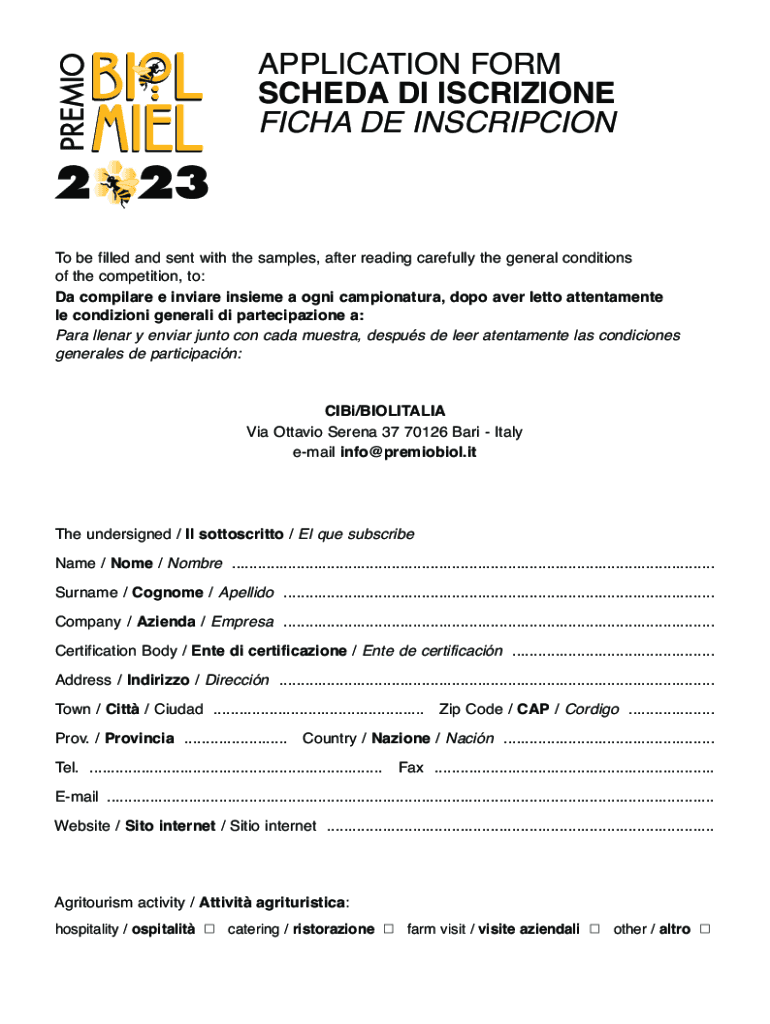 Compilabile Online APPLICATION FORM SCHEDA DI ISCRIZIONE FICHA DE ... Fax Email Stampa - pdfFiller