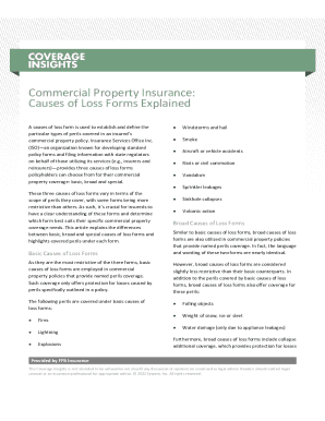 Fillable Online Coverage Insights - Commercial Property Insurance ...