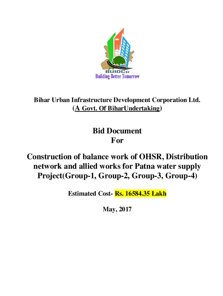 Fillable Online Bid Document For Construction of balance work of OHSR ...