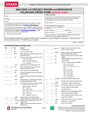 Fillable Online 2024 OHIO 4-H PROJECT BOOKS and RESOURCES ... Fax Email ...