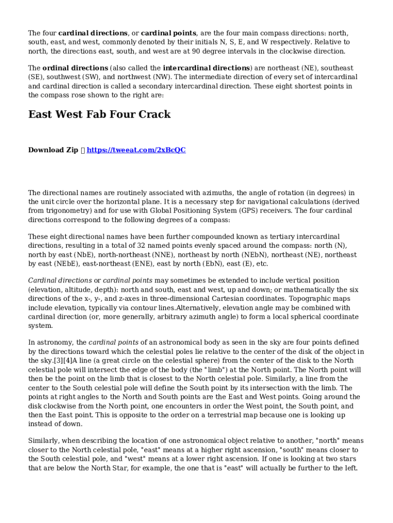 Fillable Online What are the 4 cardinal points of a compass? Fax Email ...