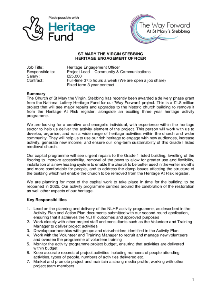 Fillable Online The Way Forward Project at St Mary's Church, Stebbing ...