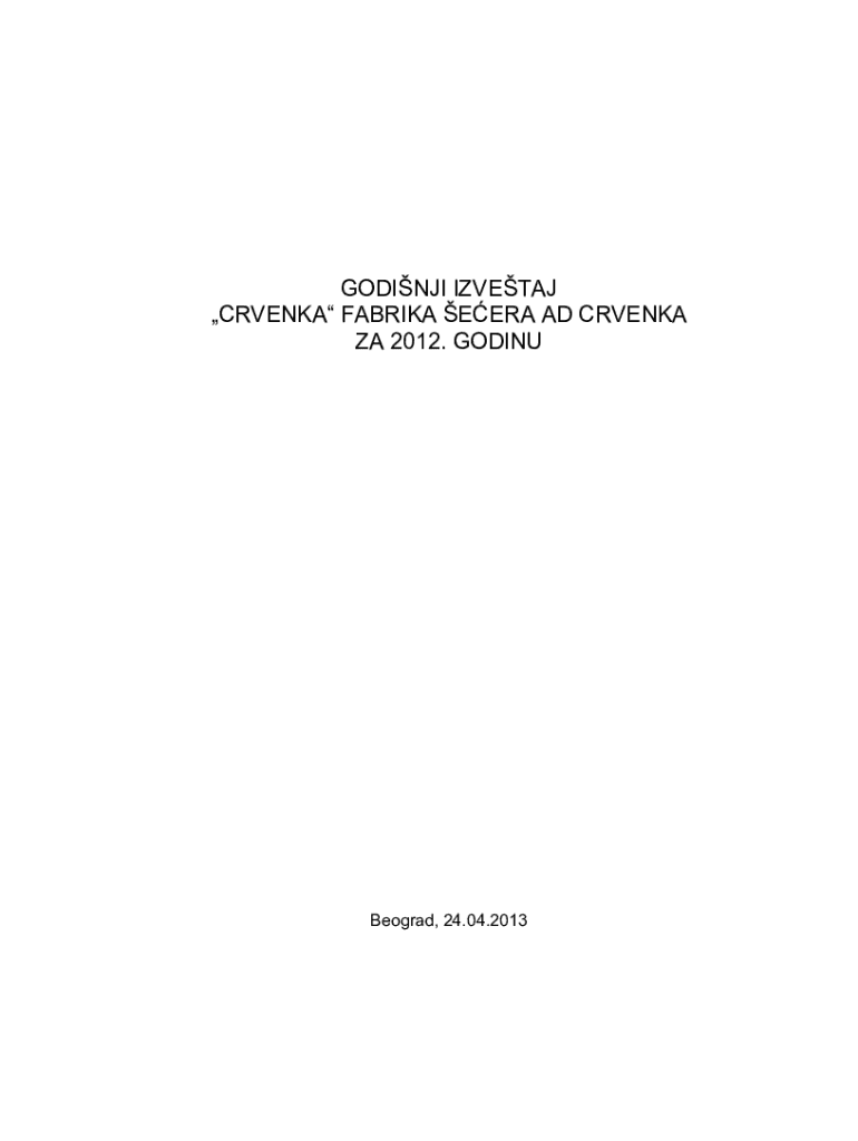 Fillable Online "CRVENKA" Fabrika Secera a.d. Crvenka Fax Email Print ...