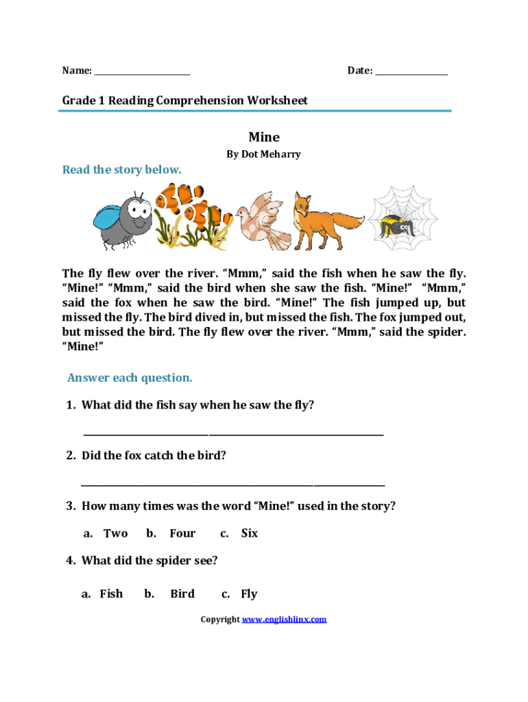 Fillable Online Grade 3 Reading Comprehension Worksheet The River Fax ...